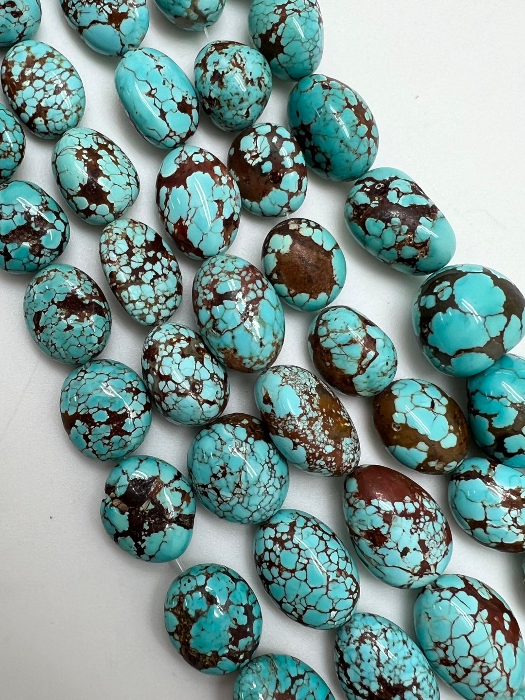 Smooth Cut 8 Turquoise Nugget Beads/ Sold by Strand/ Kingman Turquoise ...