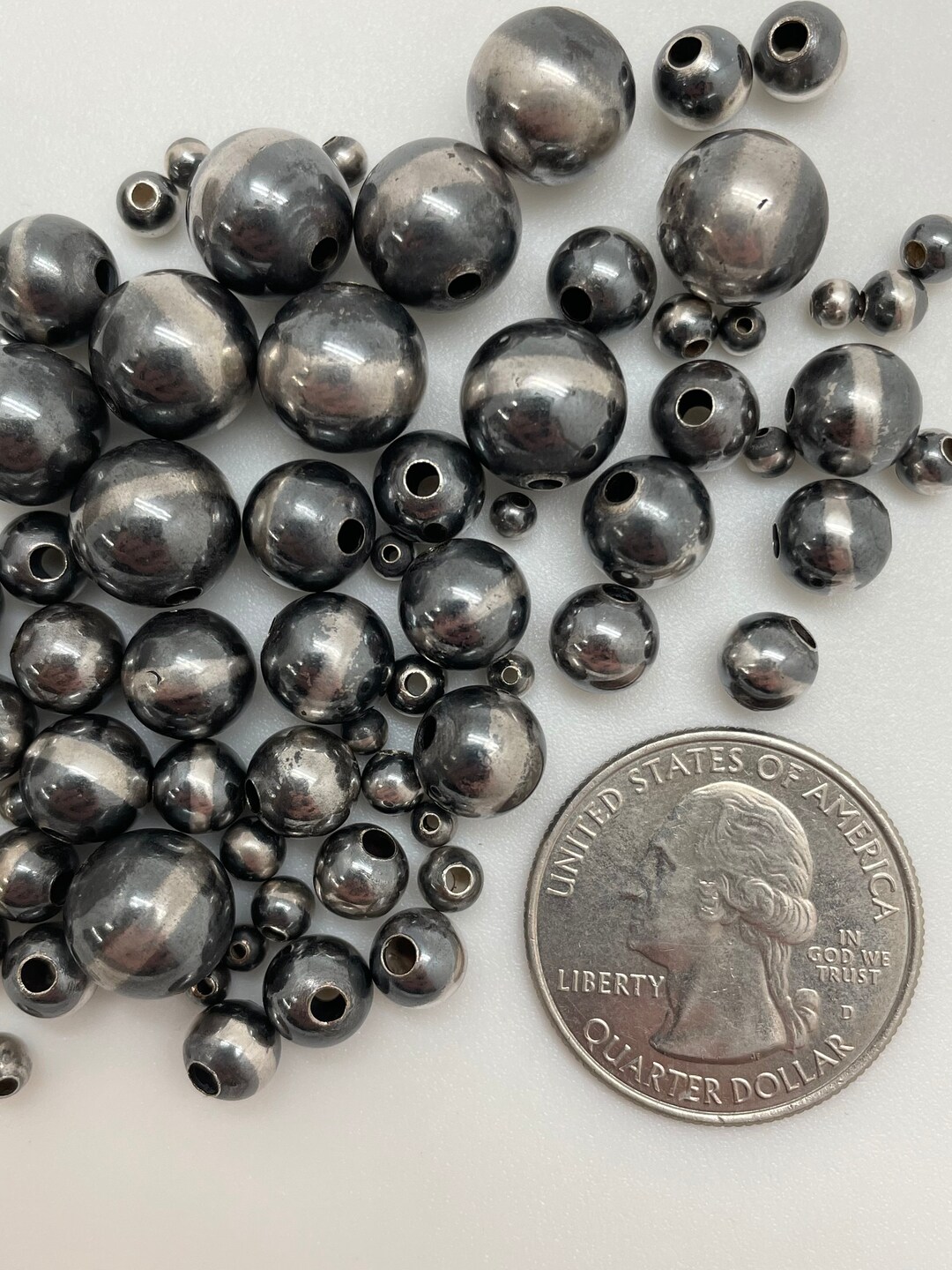 Sterling Silver Pearls - 3mm, 4mm, 6mm, 7mm, 8mm, 10mm - Sold by Bag of 10 Beads - Etsy