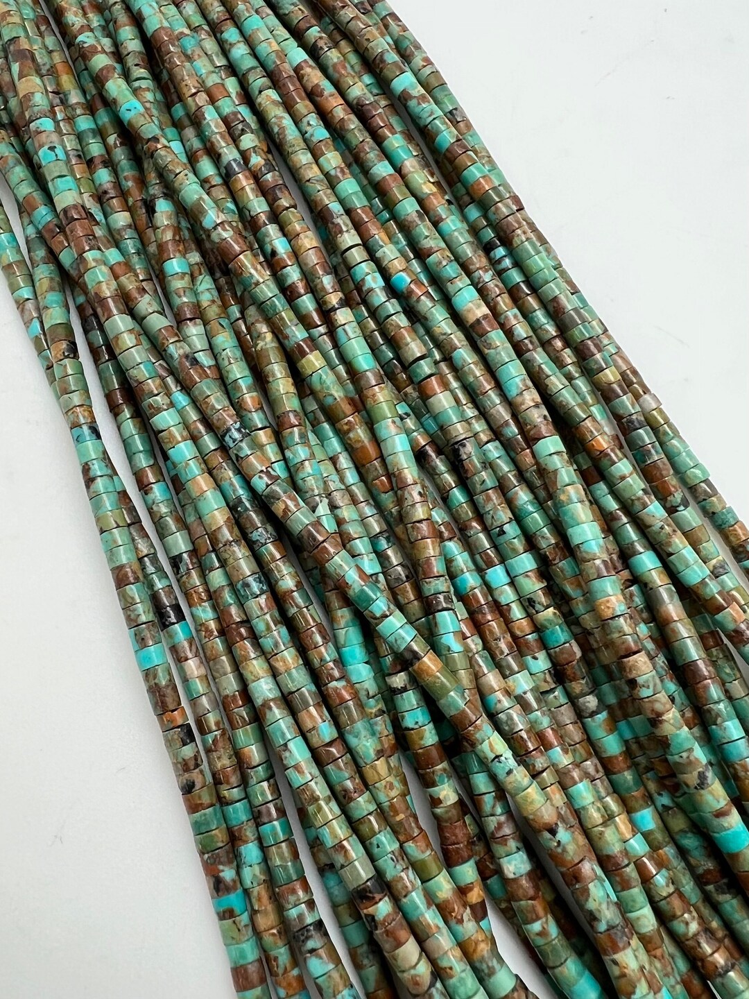 Boulder Kingman Turquoise 3.5-4mm Heishi Beads/ 16" Bead Strand/ Sold ...