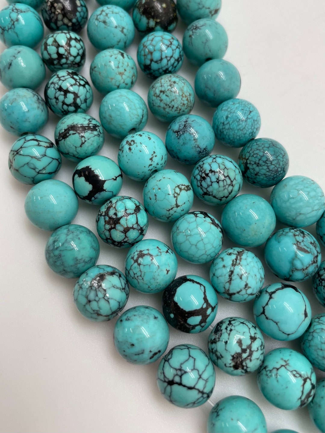 Vintage Hubei Chinese Turquoise Beads/ Sold by Strand/ Hand Cut Rounds ...
