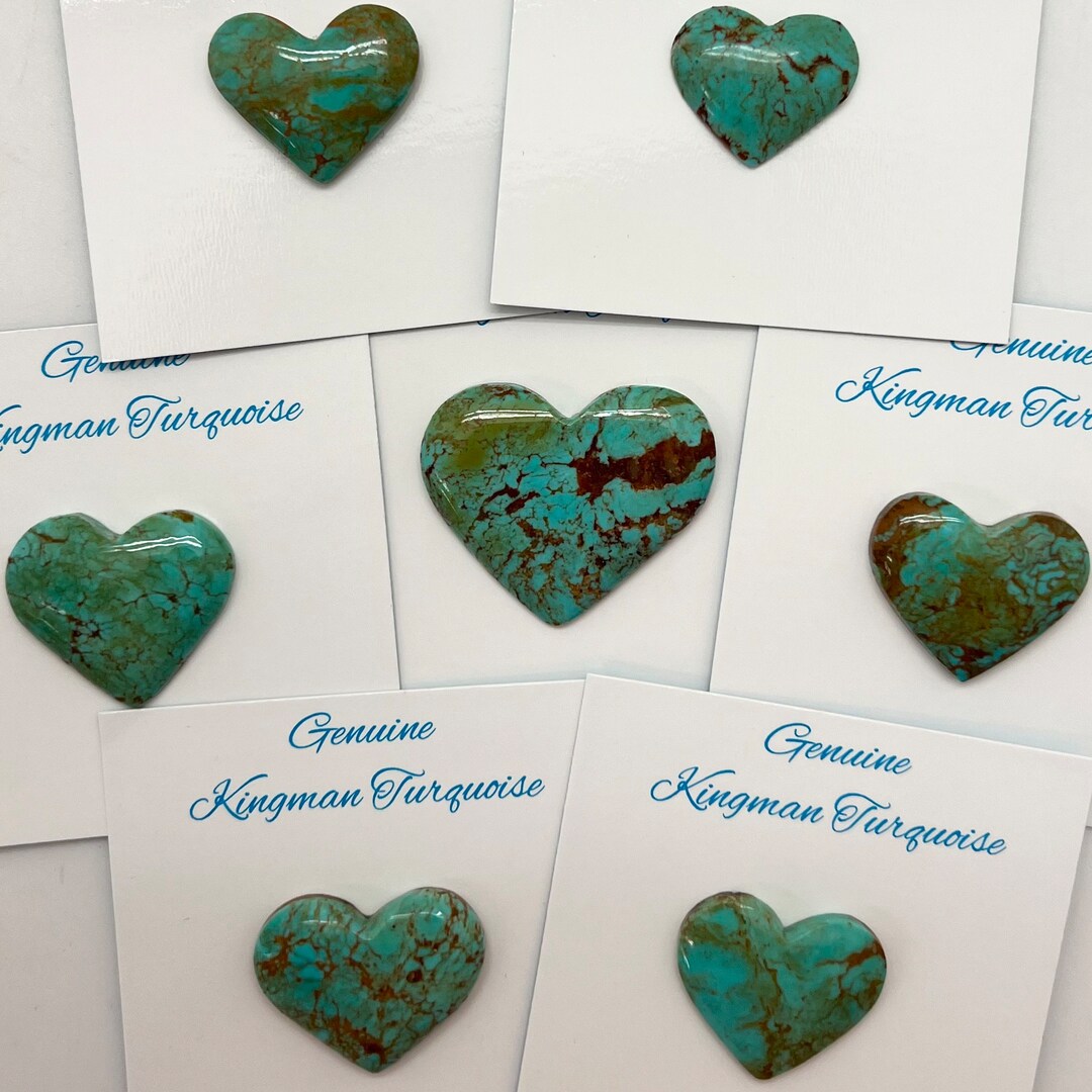 Kingman Turquoise Freeform Cabochons Heart Cabochons Stabilized ...