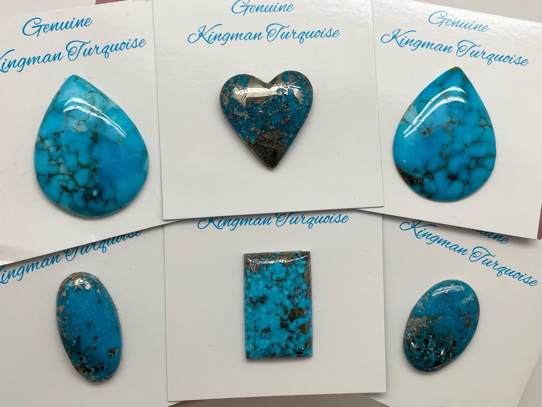 Kingman Turquoise & Pyrite Freeform Cabochons/ Sold Individually/ Group ...