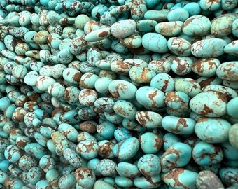 Smooth Cut 8 Turquoise Nugget Beads/ Sold by Strand/ Kingman Turquoise ...