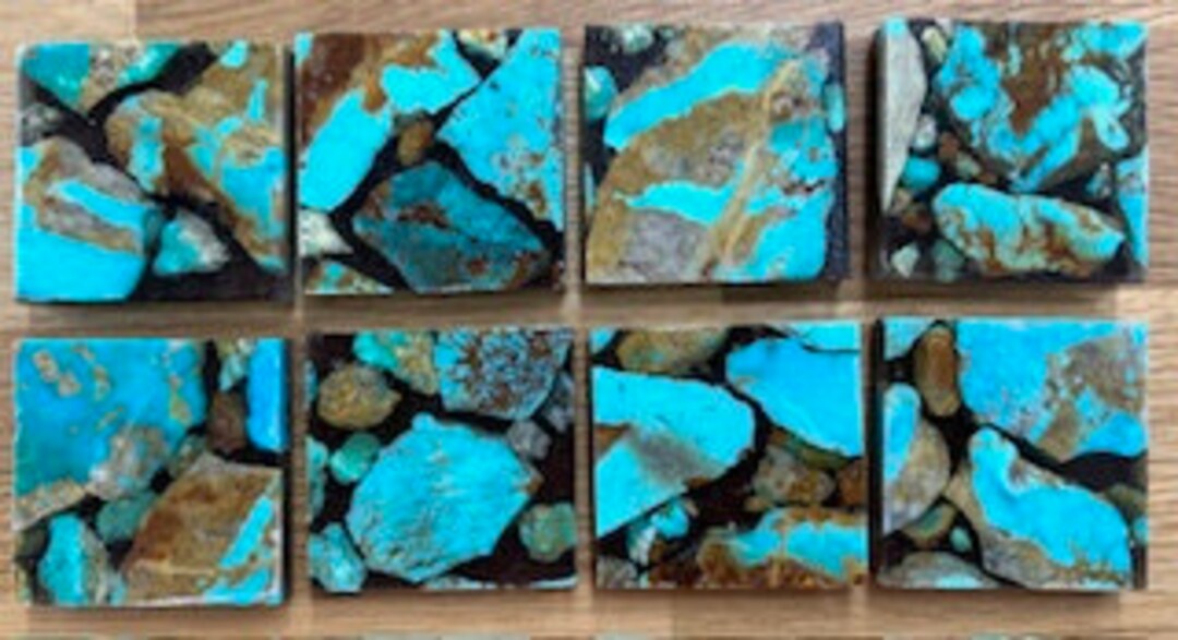Kingman Turquoise 2" X 2" Tiles - Handmade, Handcut, One of a Kind ...