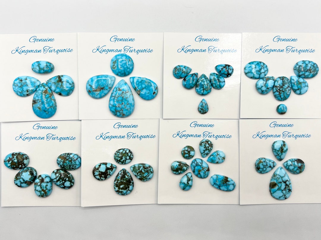 Red Matrix Polychrome Kingman Turquoise Freeform Cabochon Suites - Sold ...