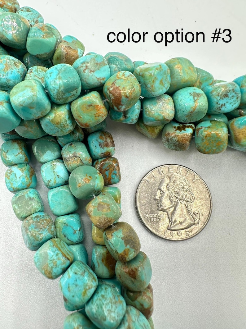 Kingman Turquoise 8-9mm Cube Beads - Sold by 8" Strand - Sold ...