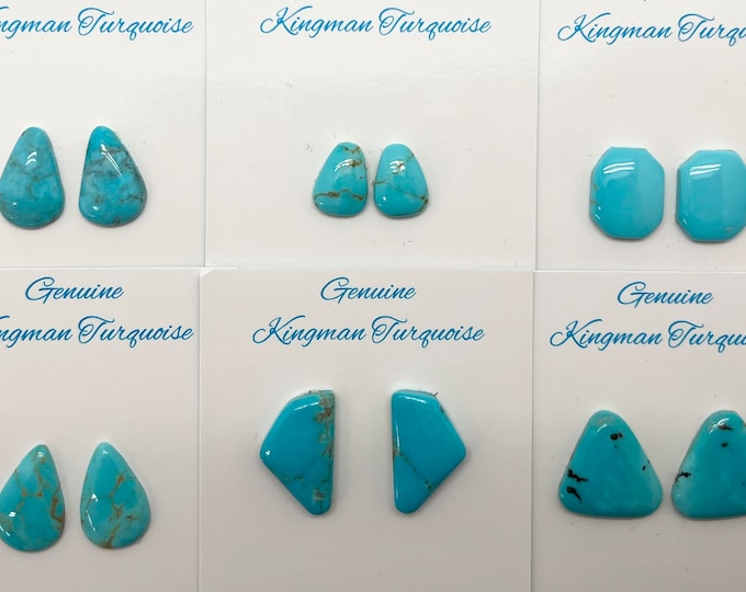 Kingman Turquoise Freeform Cabochon Earring Sets - Stabilized Turquoise ...
