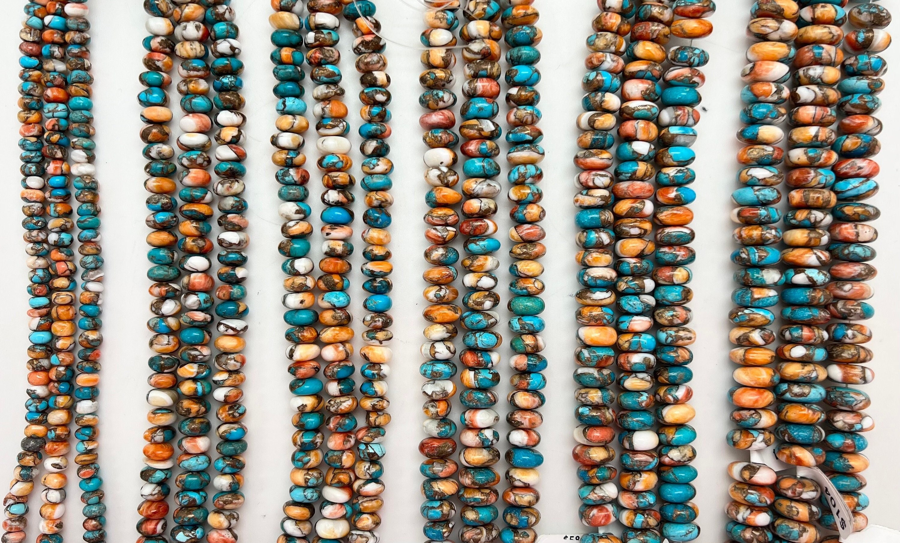 Kingman Turquoise Spiny Oyster Shell Bronze Rondell Beads 7 8mm 8 9mm 9 10mm 10 11mm 11 12mm 12 13mm 13 14mm Sold by 8 Strand Etsy