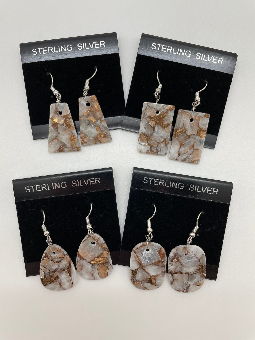 Calcite and Bronze Slab Earrings by Kingman Turquoise - DITE62 - Etsy