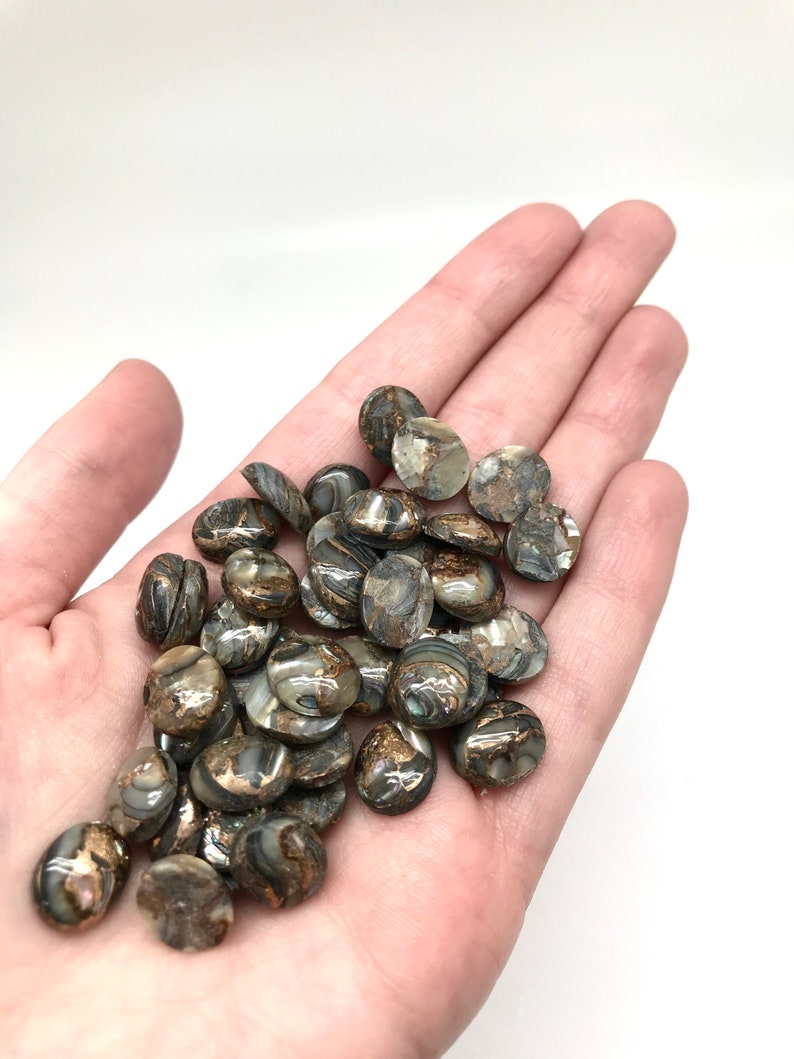Abalone Shell and Obsidian Bronze Oval 10x12mm Cabochons/calibrated ...