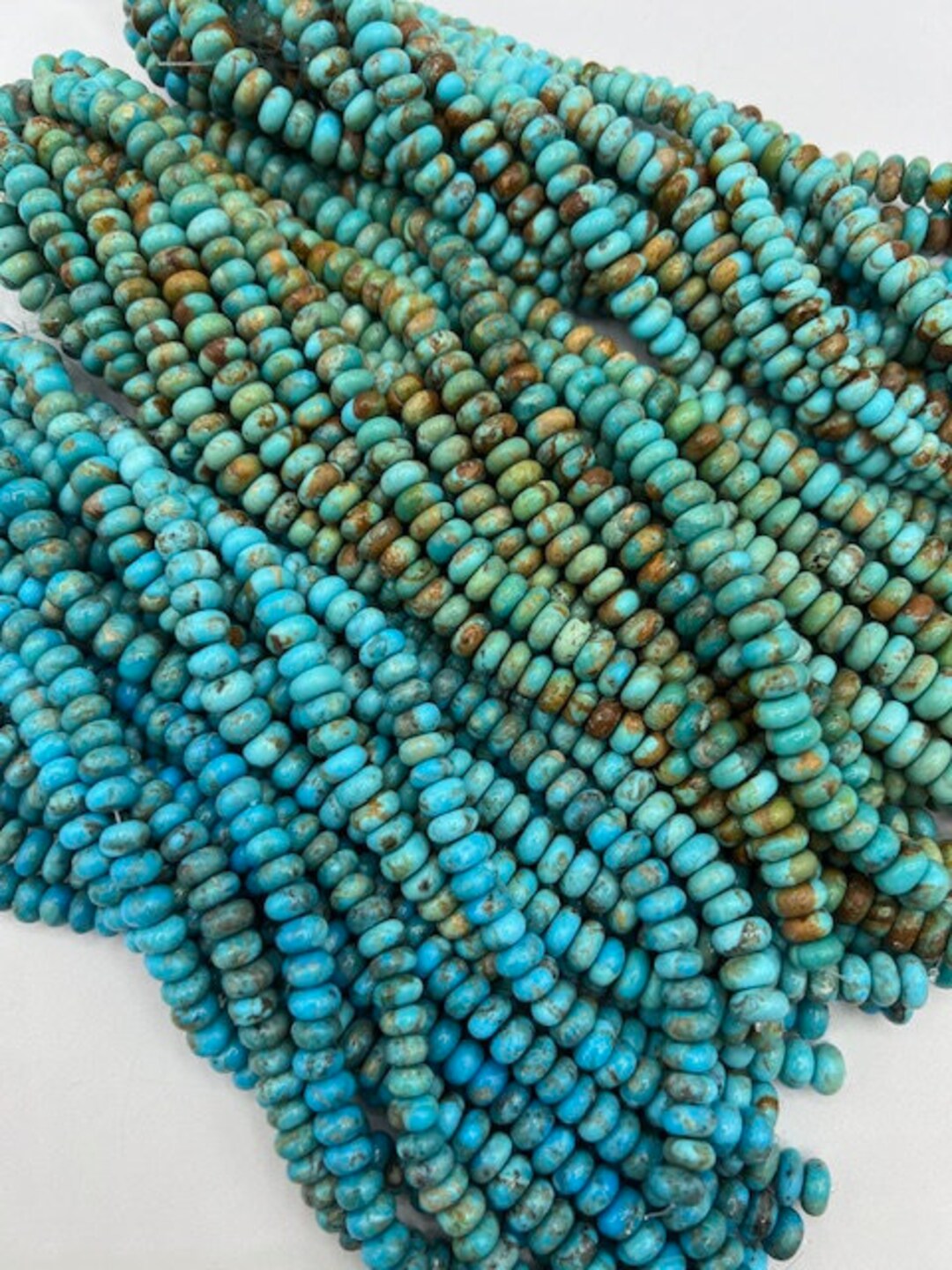 Kingman Turquoise 7-8mm Rondell Beads - Sold by 8" Strand - TTR7-8 - Etsy