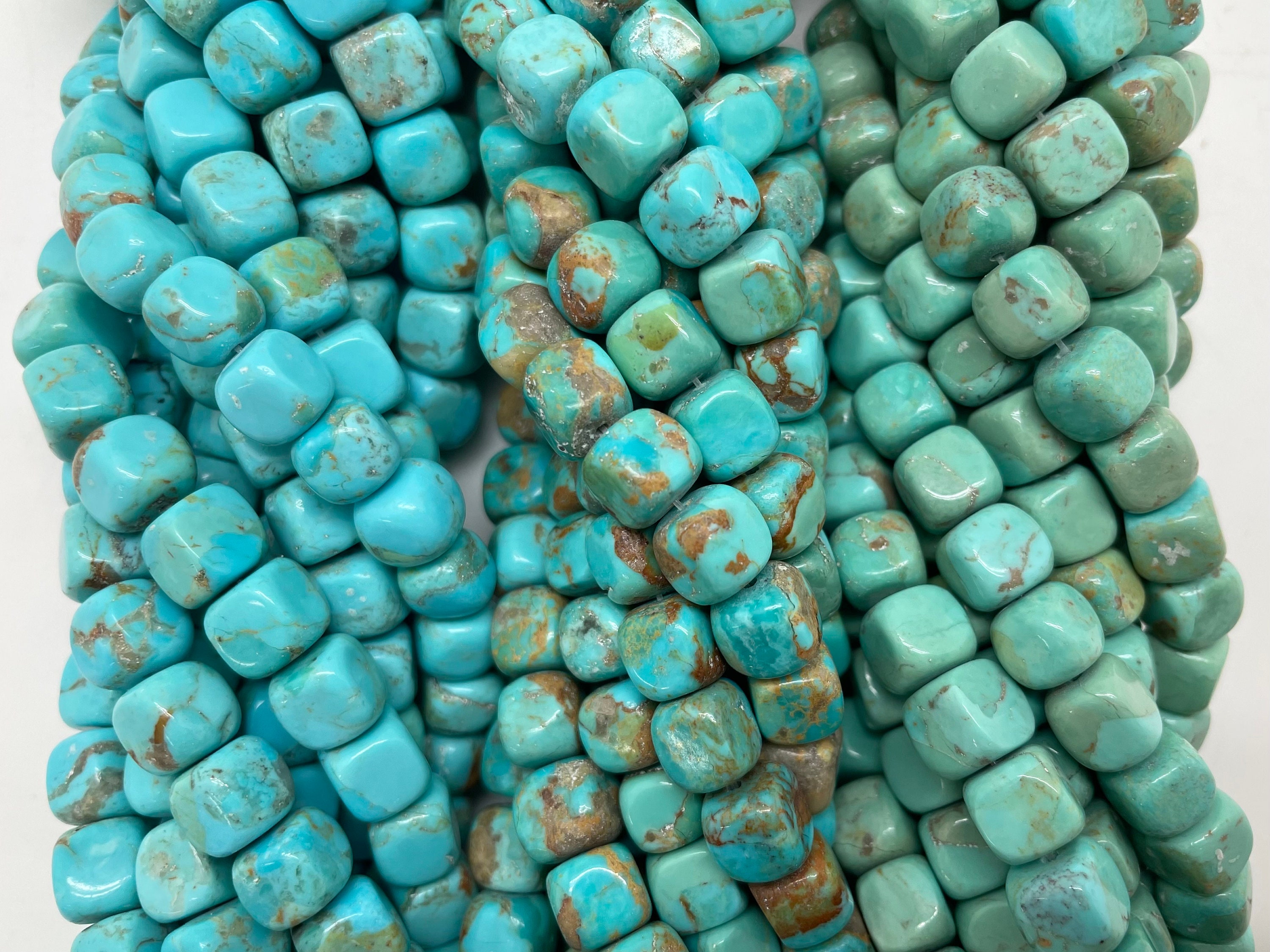 Kingman Turquoise 7-8mm Cube Beads/ 8 Bead Strand/ Sold - Etsy