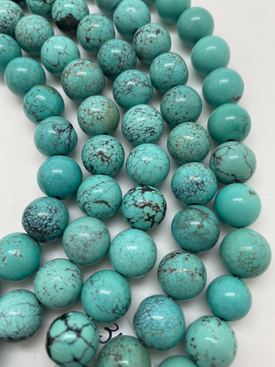 Vintage Hubei Chinese Turquoise Beads/ Sold by Strand/ Hand Cut Rounds ...