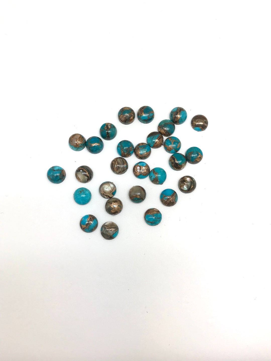 Turquoise and Abalone Shell Round 9mm Cabochons/calibrated Cabs/sold ...