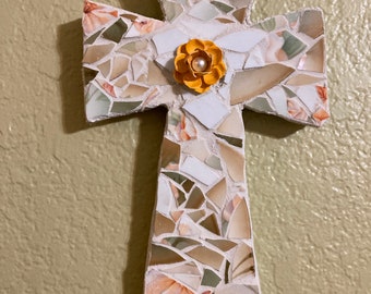 Mosaic Wall Cross Mixed Media Cross Stained Glass Cross - Etsy