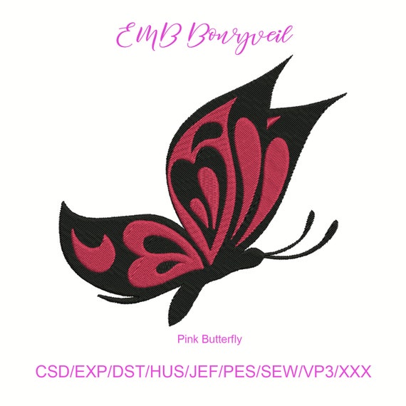 4 Size Butterfly Logo Embroidery Design Instant Download 9 | Etsy