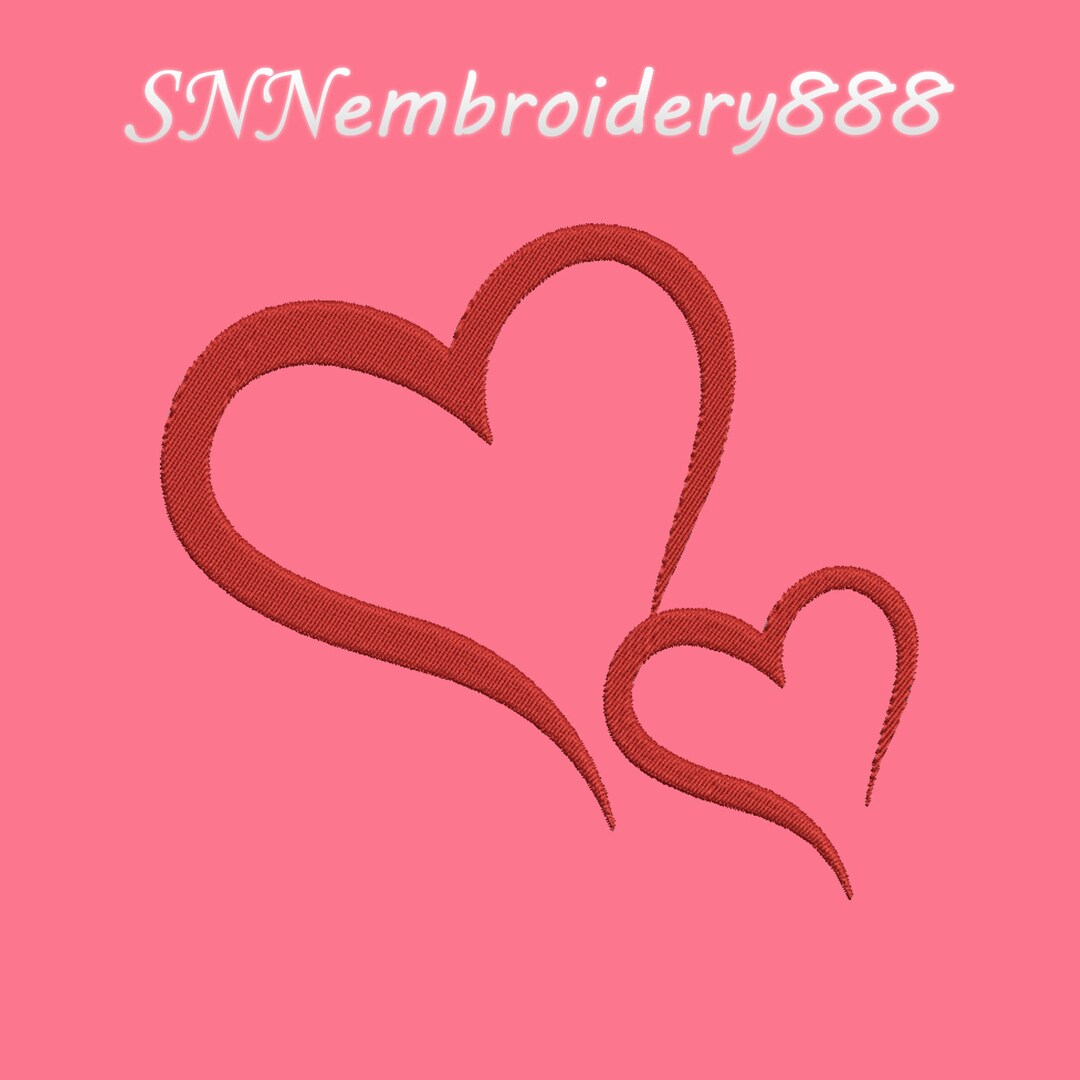 5 Size HEART AND LOVE Logo Embroidery Design Instant Download 9 Formats ...
