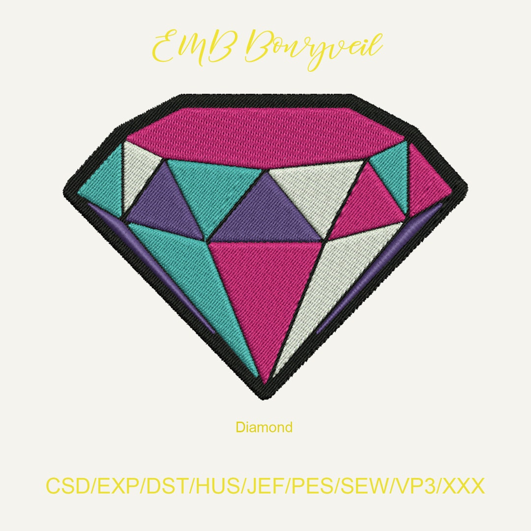 5 Size Diamondlogo Embroidery Design Instant Download 9 Formats ...