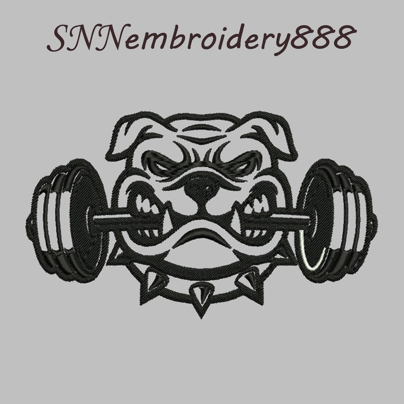 5 Size Dog-with-dumbbell Logo Embroidery Design Instant Download 9 ...
