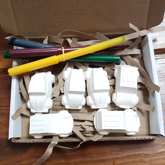 Paint Your Own Plaster Cars Kit. 6 Handmade Ready to Colour | Etsy