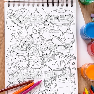 Junk Foods Kawaii Printable Coloring Page A4 - Etsy