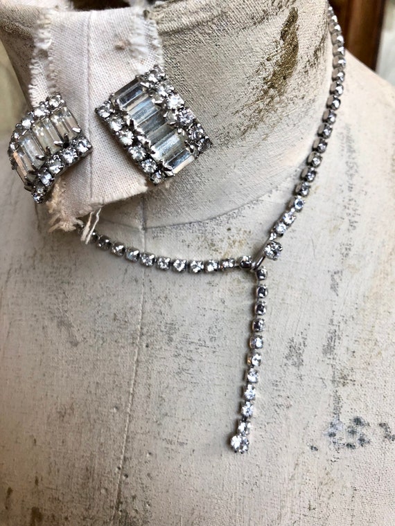 Vintage Kramer New York Baguette Rhinestone Demi Paru… - Gem