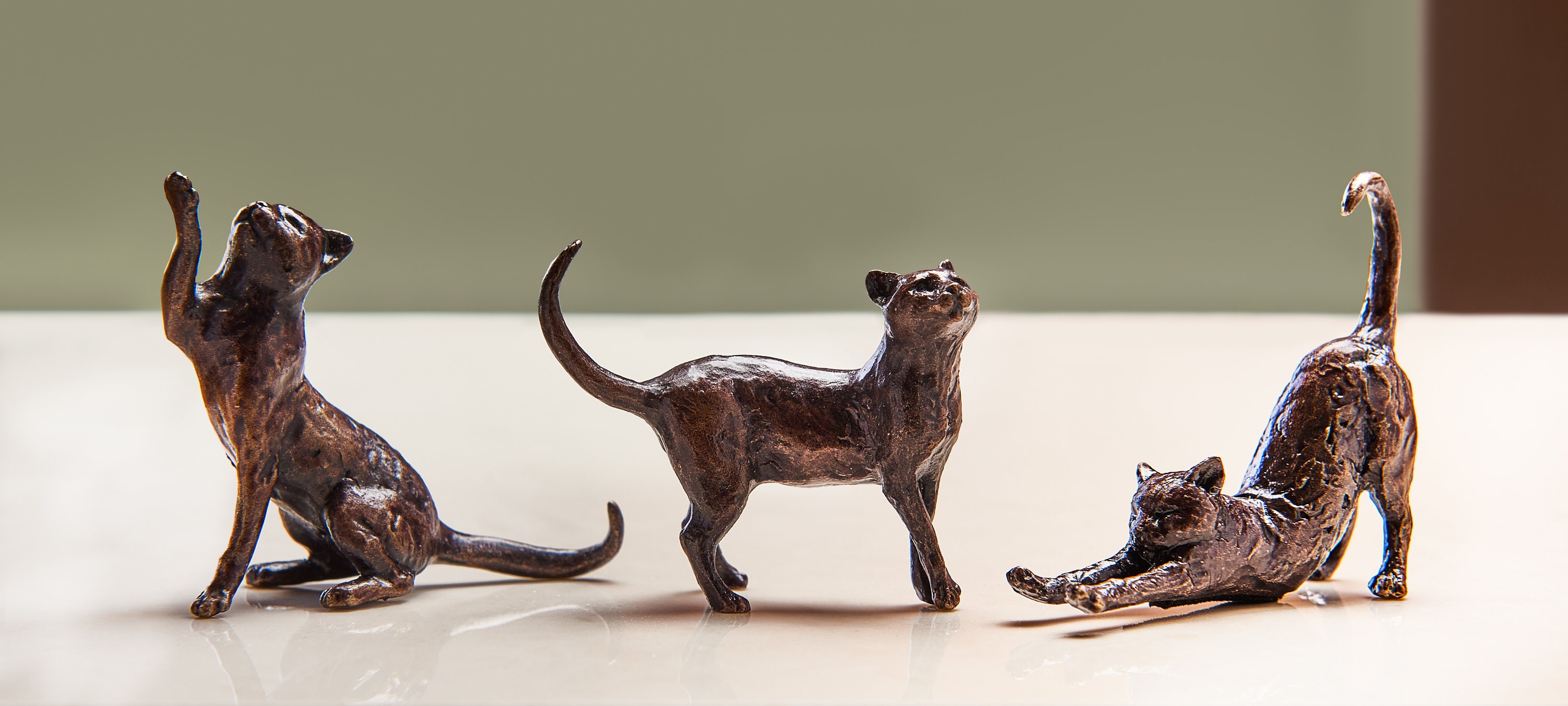 Miniature Bronze Sitting Cat Sculpture 8th Wedding Anniversary - Etsy UK