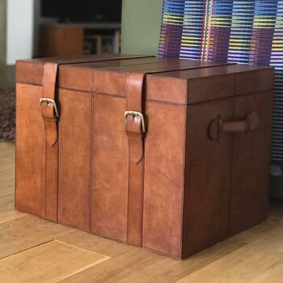 Personalised Tan Leather Storage Trunks Leather Coffee and - Etsy UK