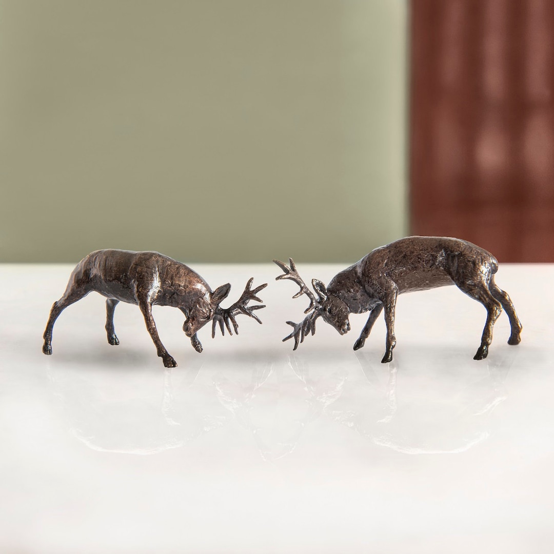 Miniature Bronze Rutting Stags - 8th Anniversary - Countryside - Family ...