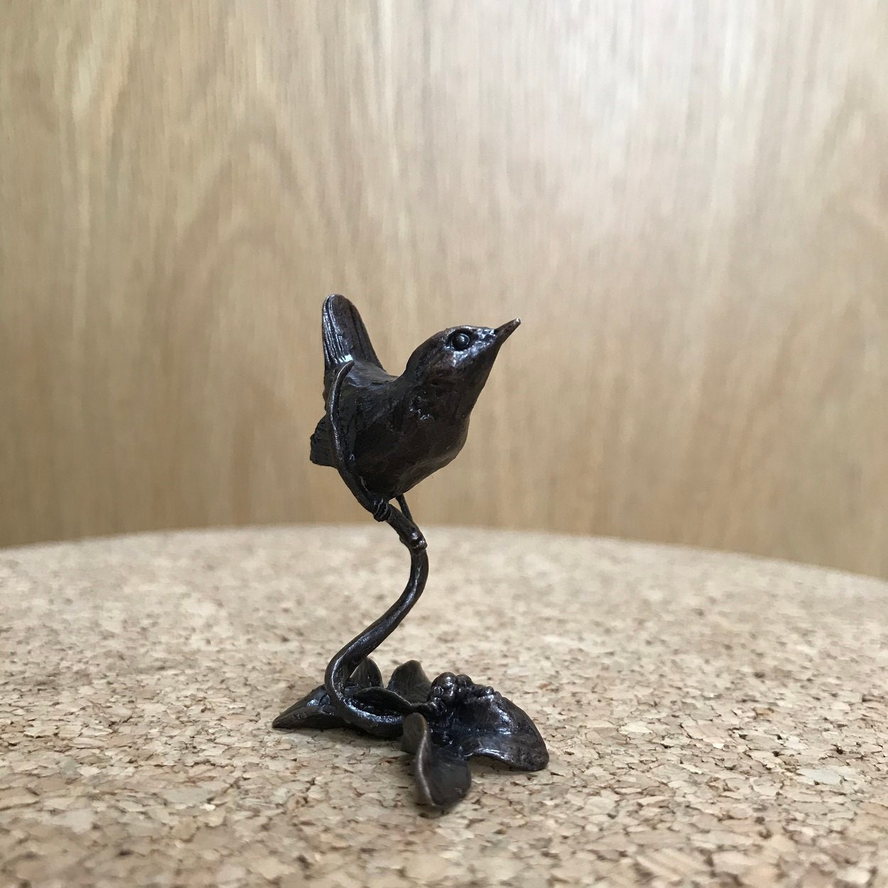 Miniature Bronze Wren Statue - 8th Anniversary - Bronze Gift - Bird ...