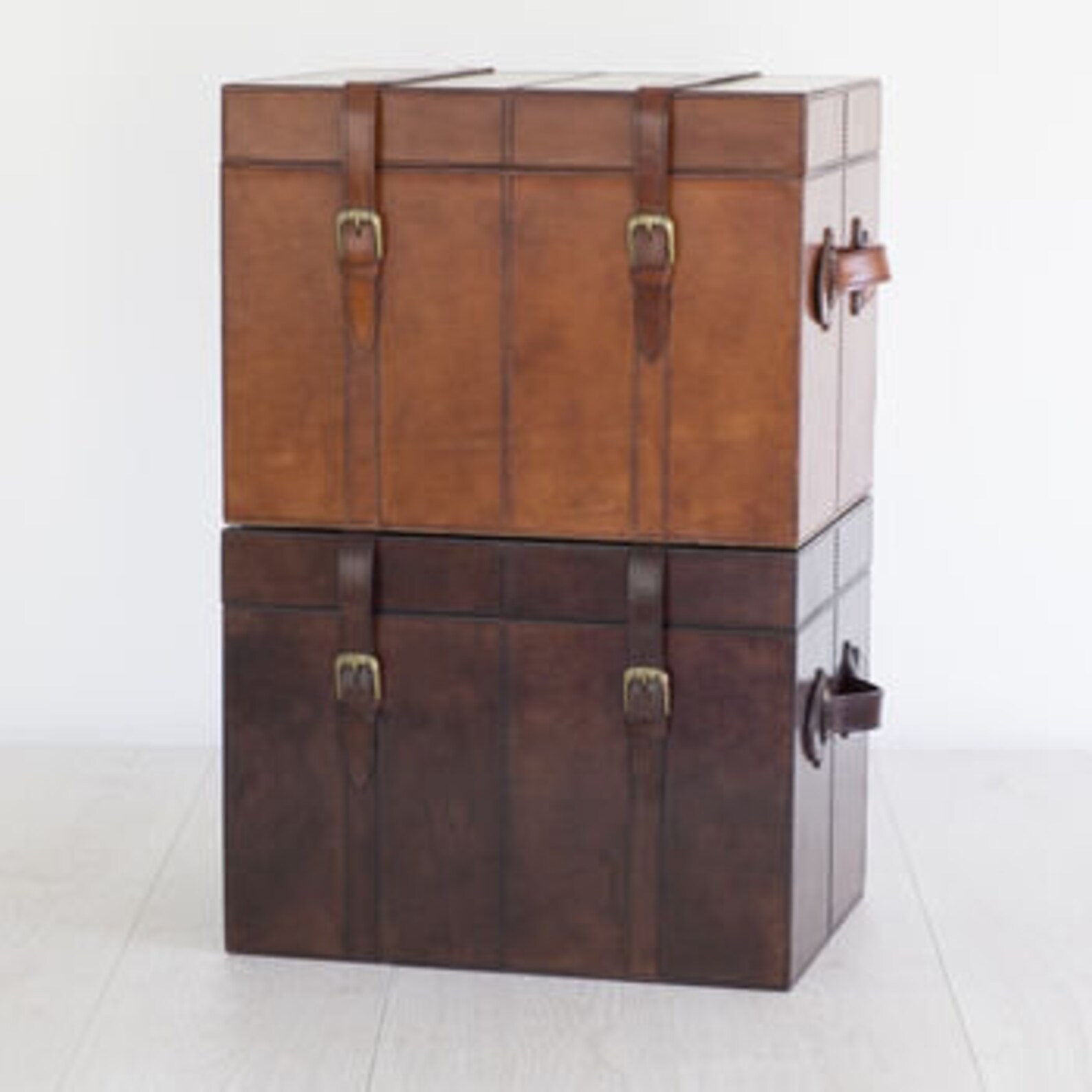 Personalised Brown Leather Storage Trunks Leather Coffee and - Etsy UK