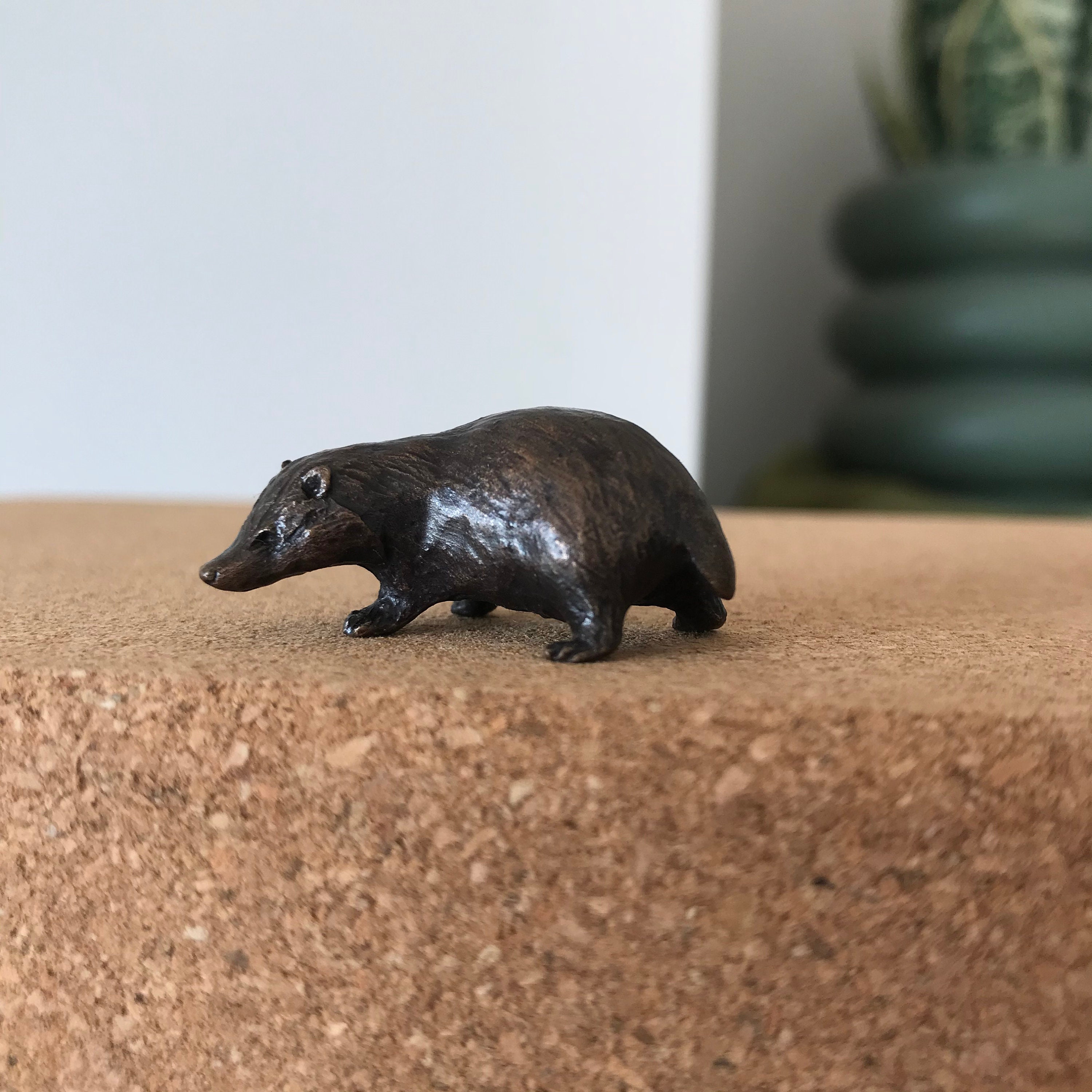 Miniature Bronze Badger Statue - 8th Wedding Anniversary Present ...