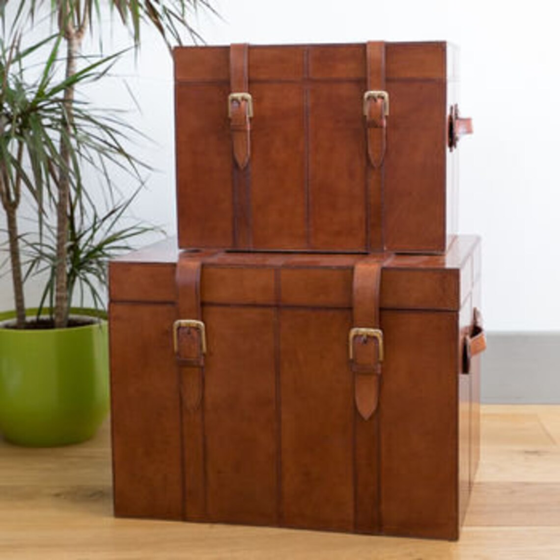 Personalised Brown Leather Storage Trunks Leather Coffee and - Etsy UK
