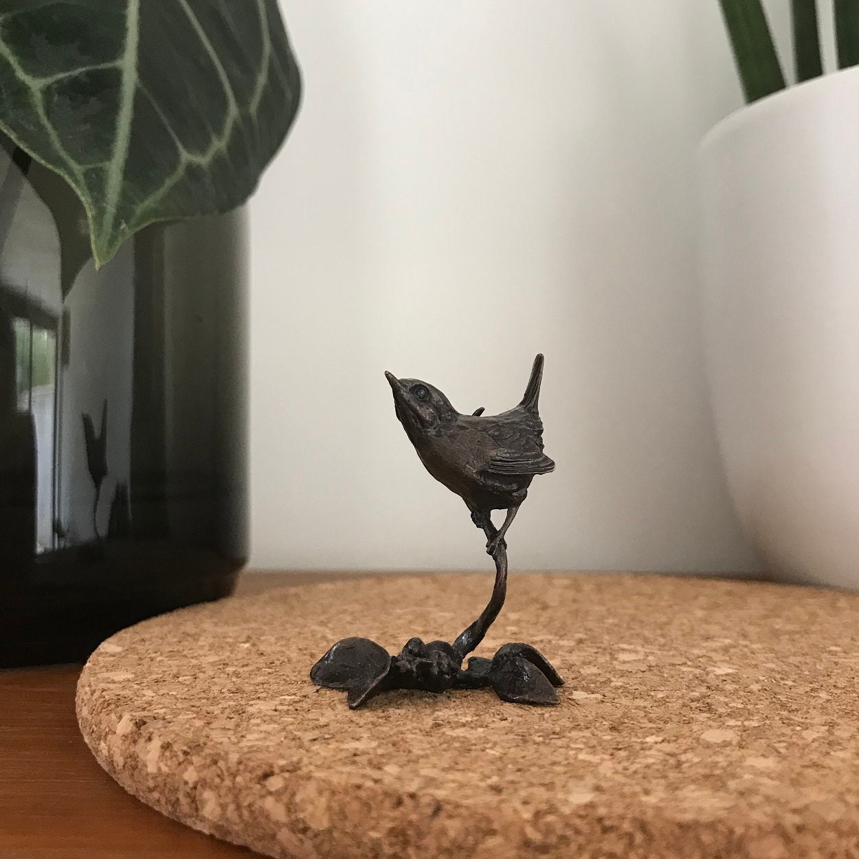 Miniature Bronze Wren Statue - 8th Anniversary - Bronze Gift - Bird ...