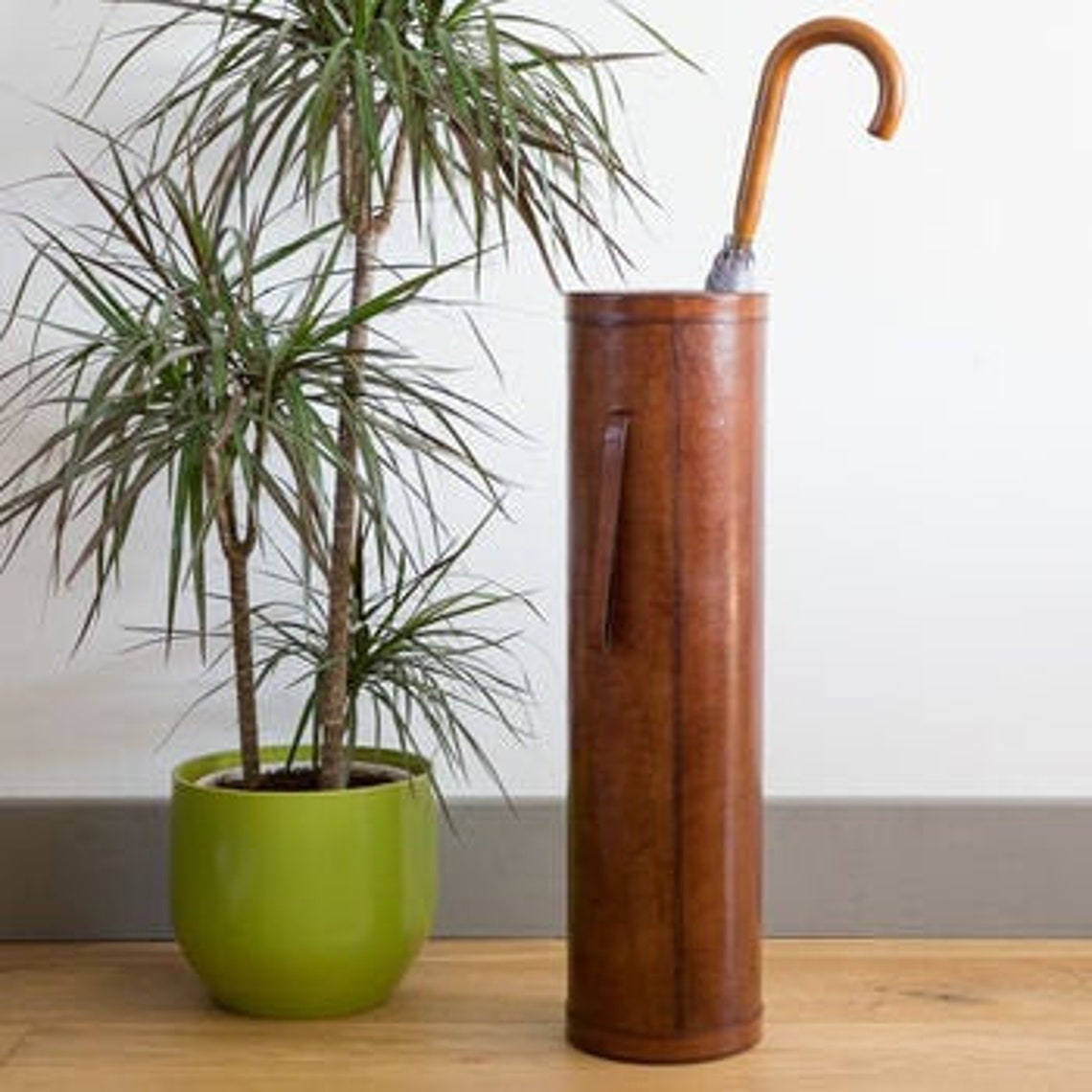 Personalised Brown Leather Stick Stand Office and Home 3rd - Etsy UK