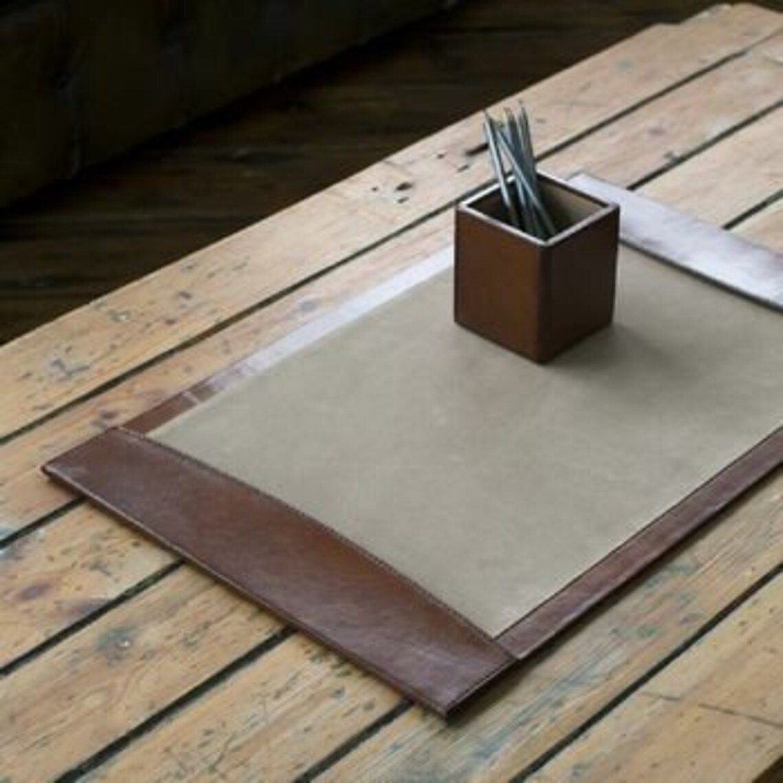 Leather Desk Blotter Brown or Tan Home Office Furniture | Etsy UK