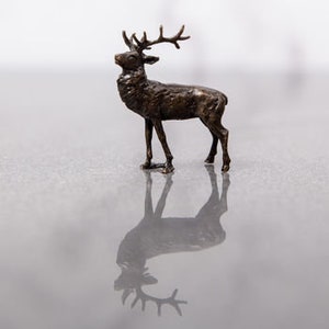 Miniature Bronze Stag Statue - 8th Anniversary Gift - Countryside ...