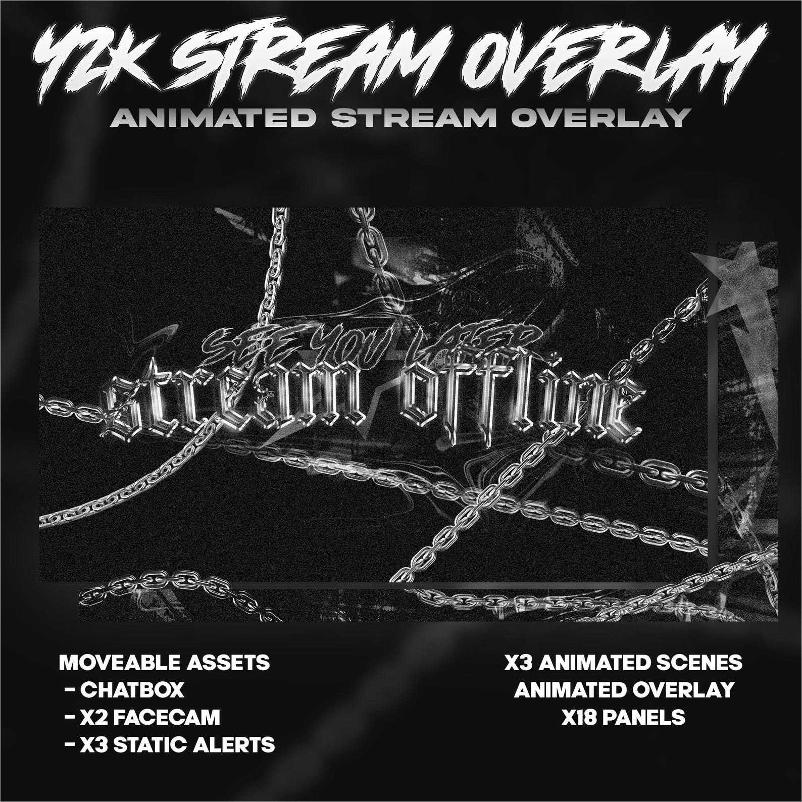 Y2K Grunge Stream Overlay: Animated Scenes & Panels - Etsy