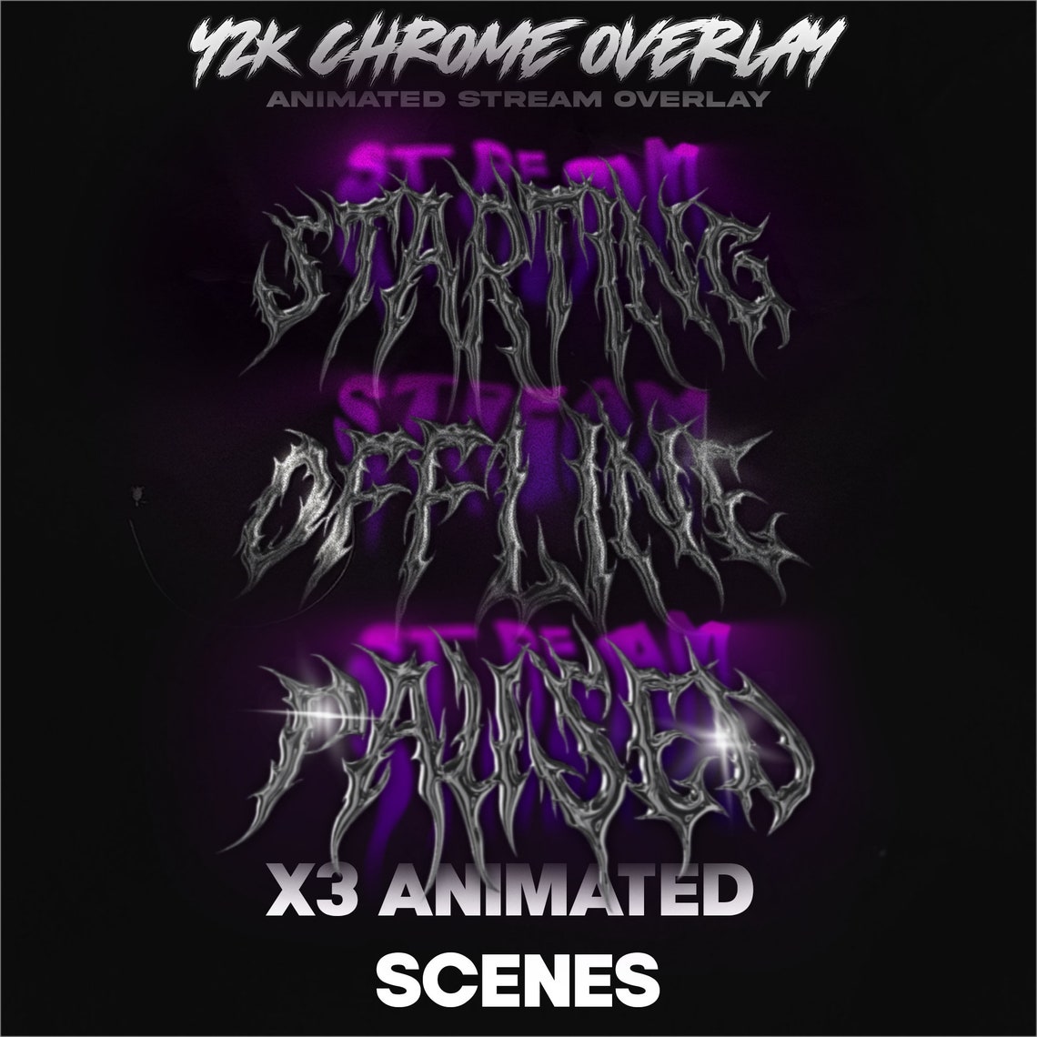 Trendy Y2K Chrome Aesthetic Stream Overlay, Chrome Text, Opium ...