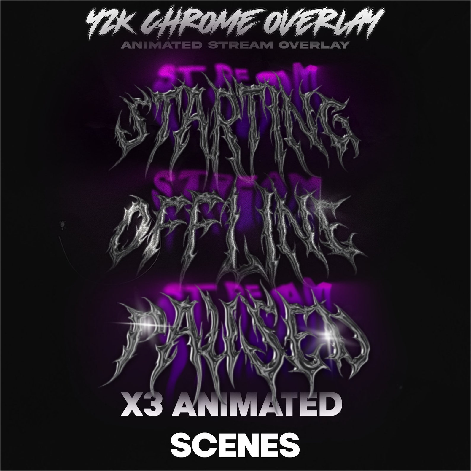 Trendy Y2K Chrome Aesthetic Stream Overlay, Chrome Text, Opium ...