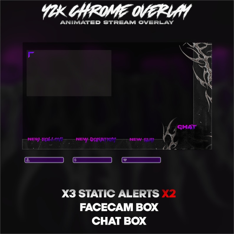 Trendy Y2K Chrome Aesthetic Stream Overlay, Chrome Text, Opium ...