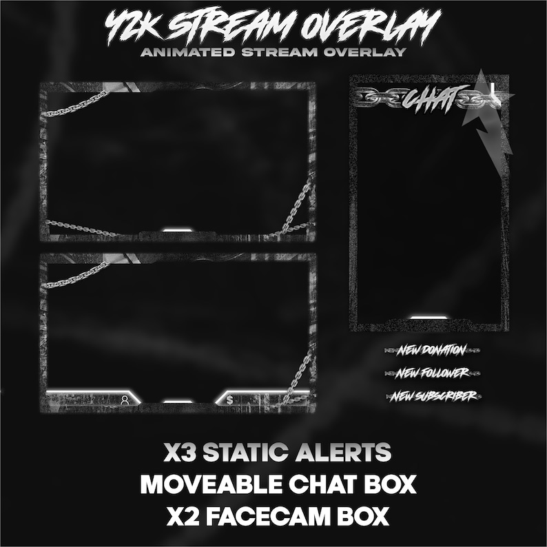 Y2K Grunge Stream Overlay: Animated Scenes & Panels - Etsy UK