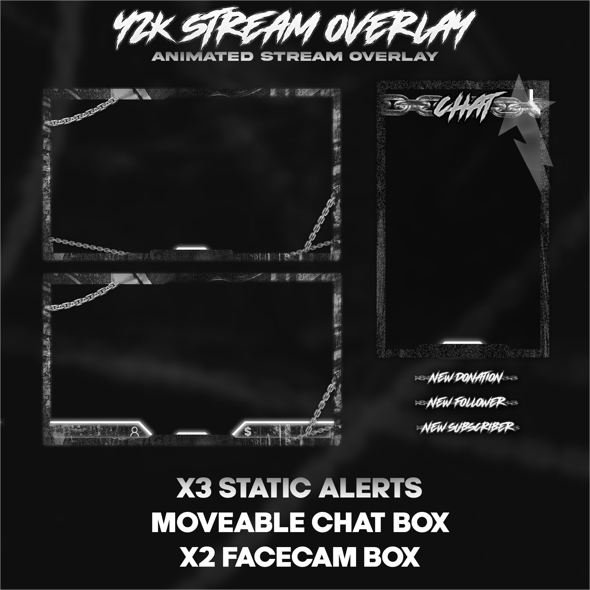 Trendy Y2K Aesthetic Stream Overlay, Grunge Chains, Opium Inspired ...