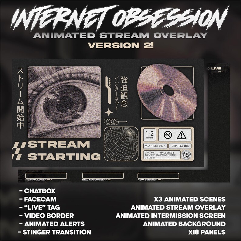 Y2K Brutalist Animated Stream Overlay: Internet Obsession - Etsy