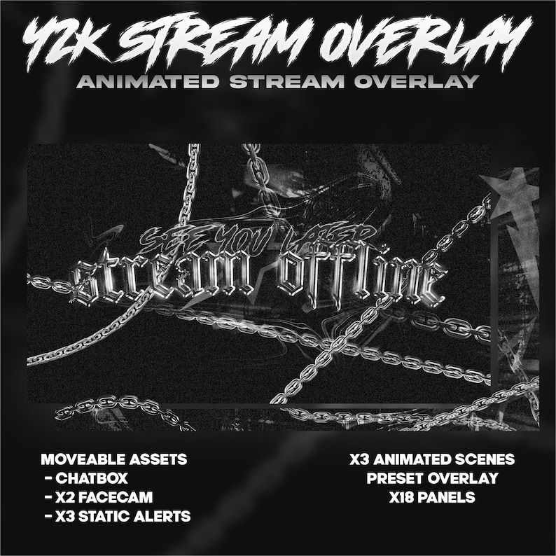 Trendy Y2K Aesthetic Stream Overlay, Grunge Chains, Opium Inspired ...