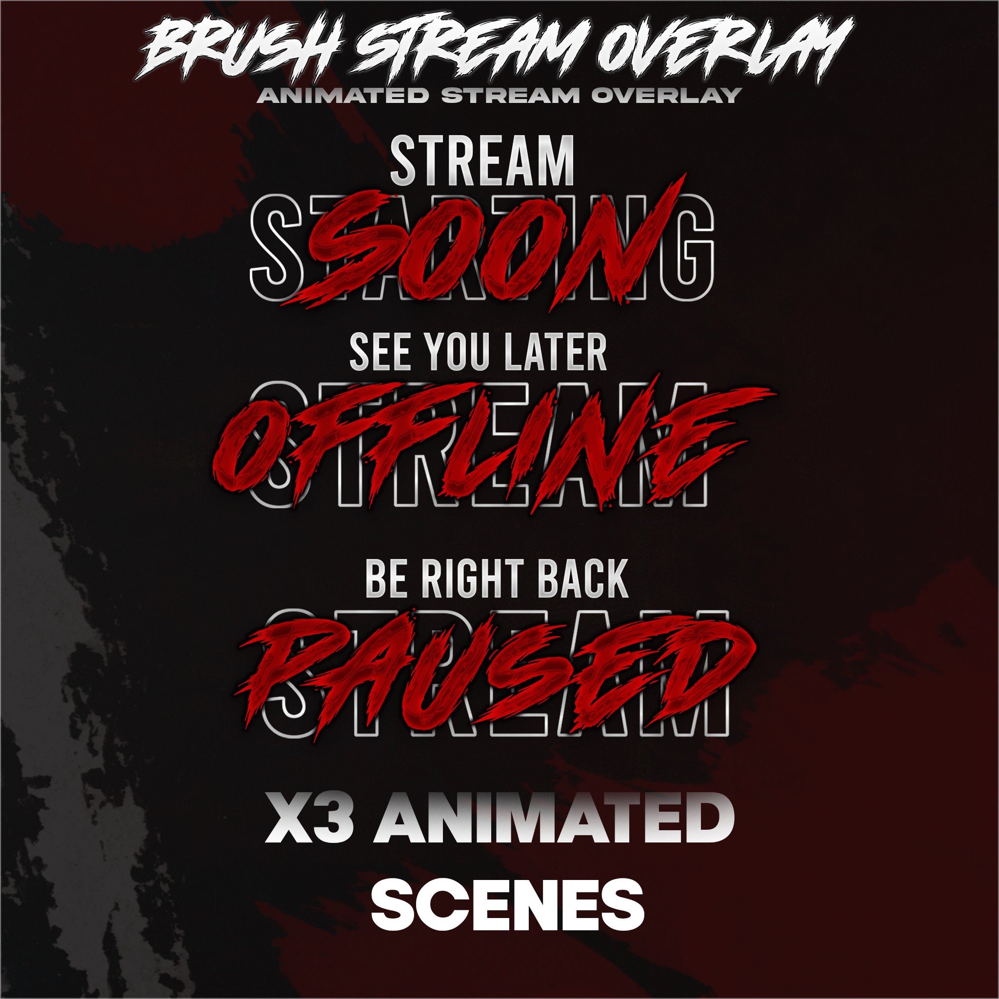 Brush Stream Overlay, Paint Strokes, Grunge Aesthetic, Twitch/obs ...
