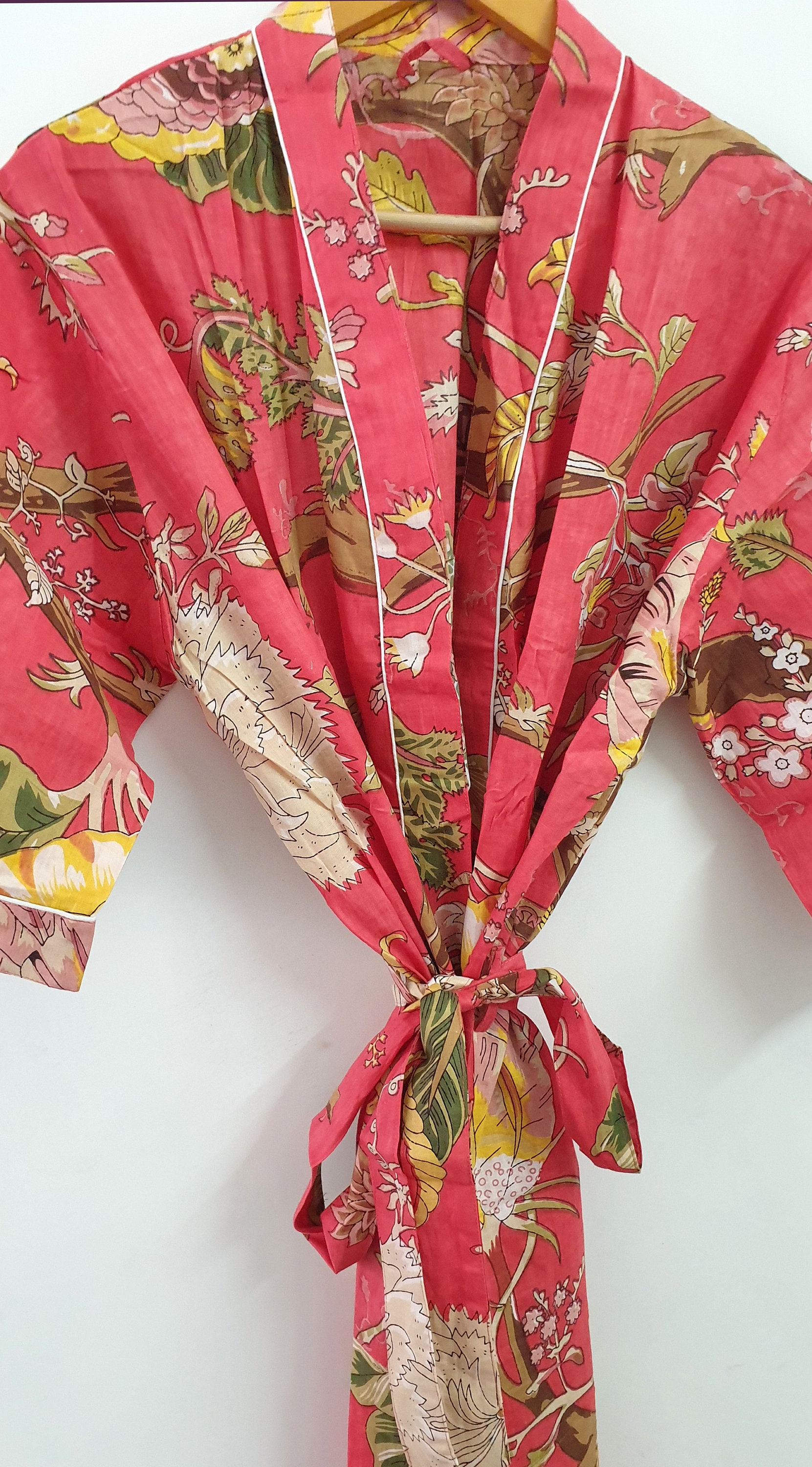 Cotton Kimono Floral Print Kimono Robe Kimono Cover up Bath | Etsy