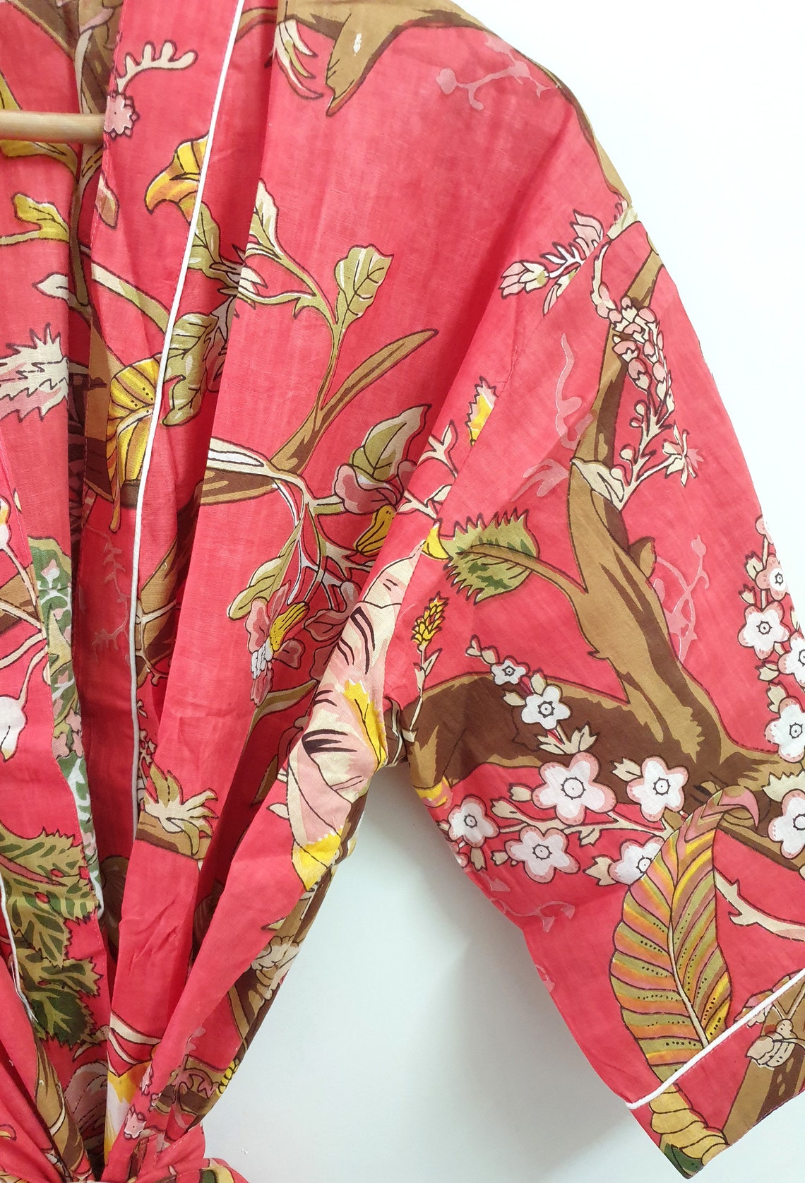 Cotton Kimono Floral Print Kimono Robe Kimono Cover up Bath | Etsy