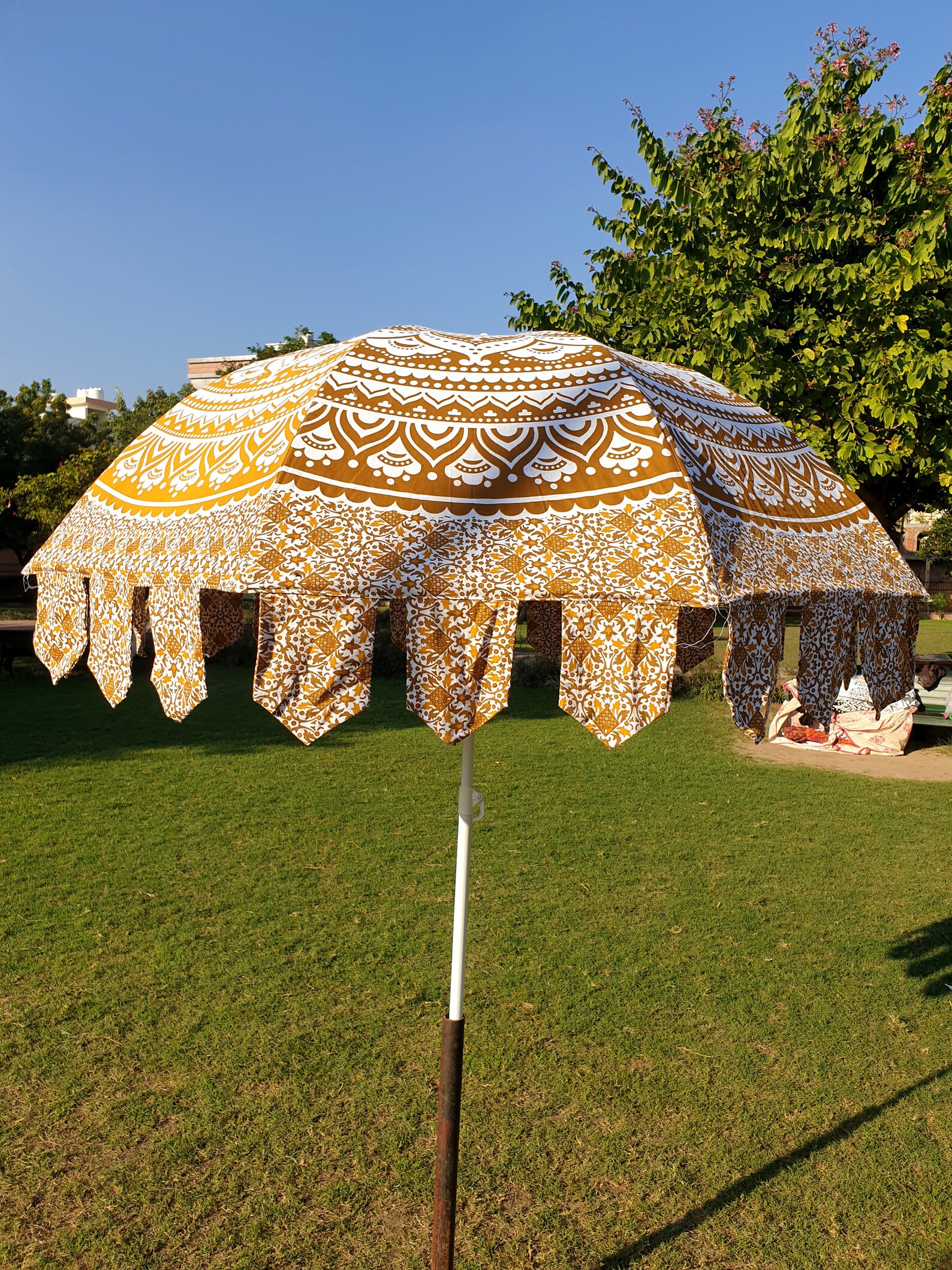 Indian Handmade Yellow Color Mandala Umbrella Sun Shade - Etsy