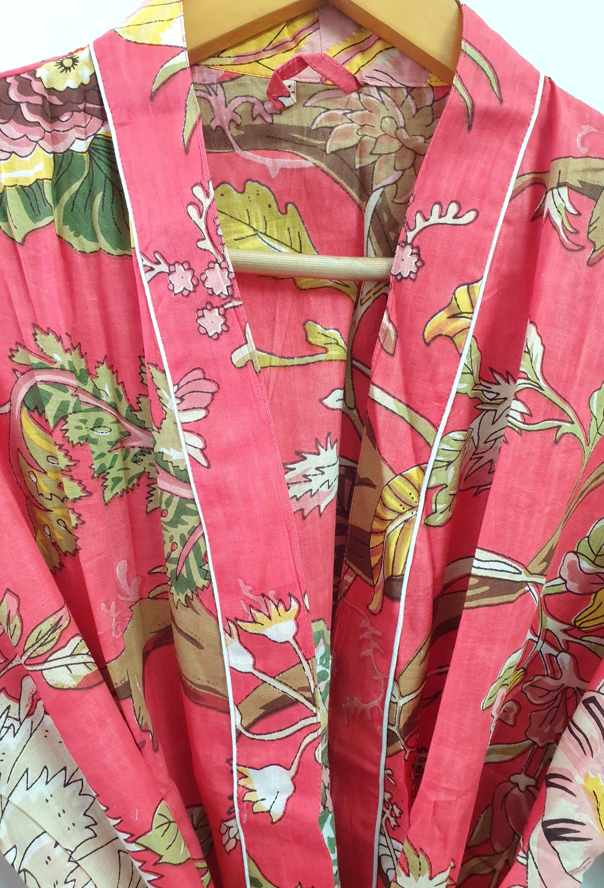 Cotton Kimono Floral Print Kimono Robe Kimono Cover up Bath | Etsy